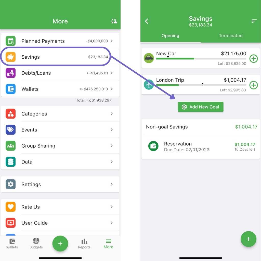 Create Savings Goals – Smiley Budget & Money Manager