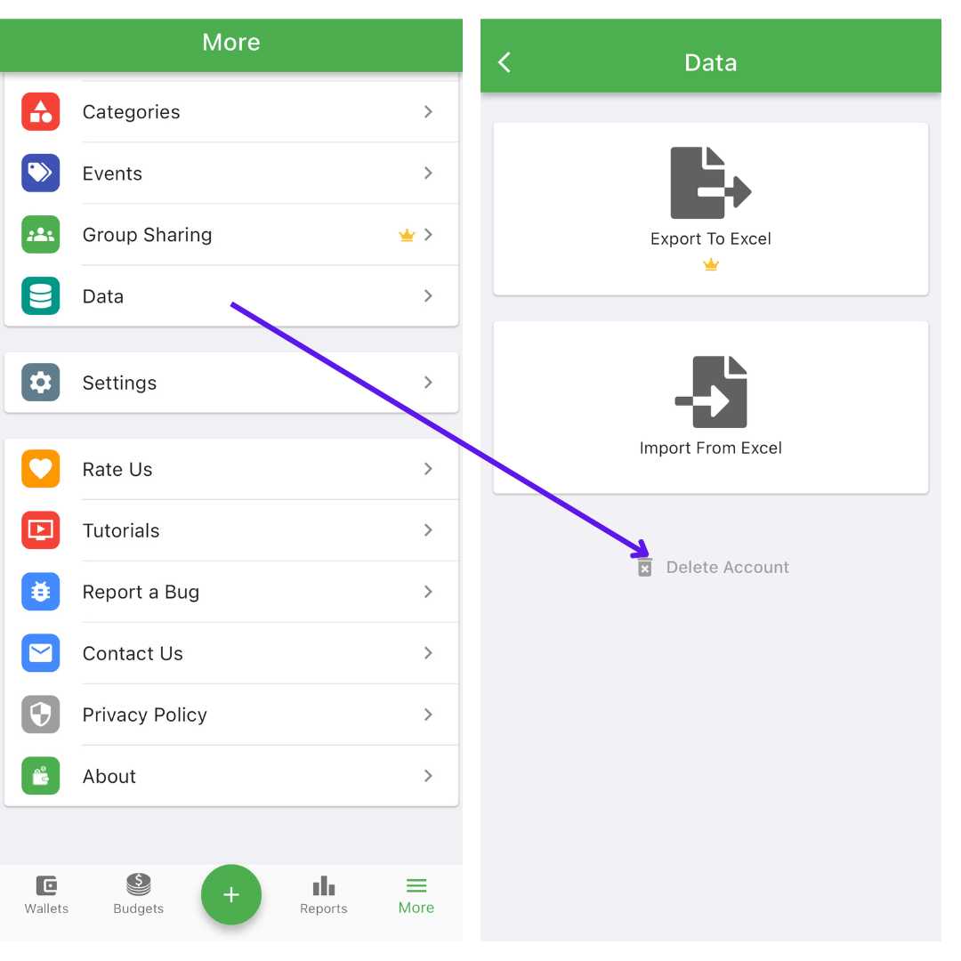 Delete Account and Data – Smiley Budget & Money Manager